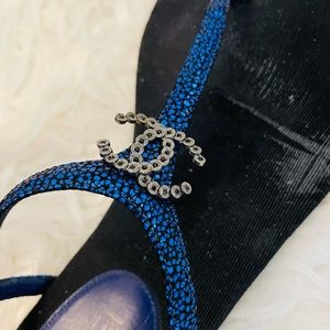 CHANEL | Shoes | Authentic Dark Blue Chanel Sandals | Poshmark